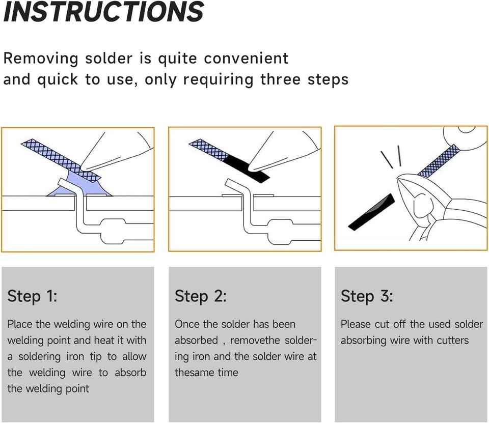 Solder Wick Braid with Flux No-Clean Electronic, Desoldering Wick Braid ...