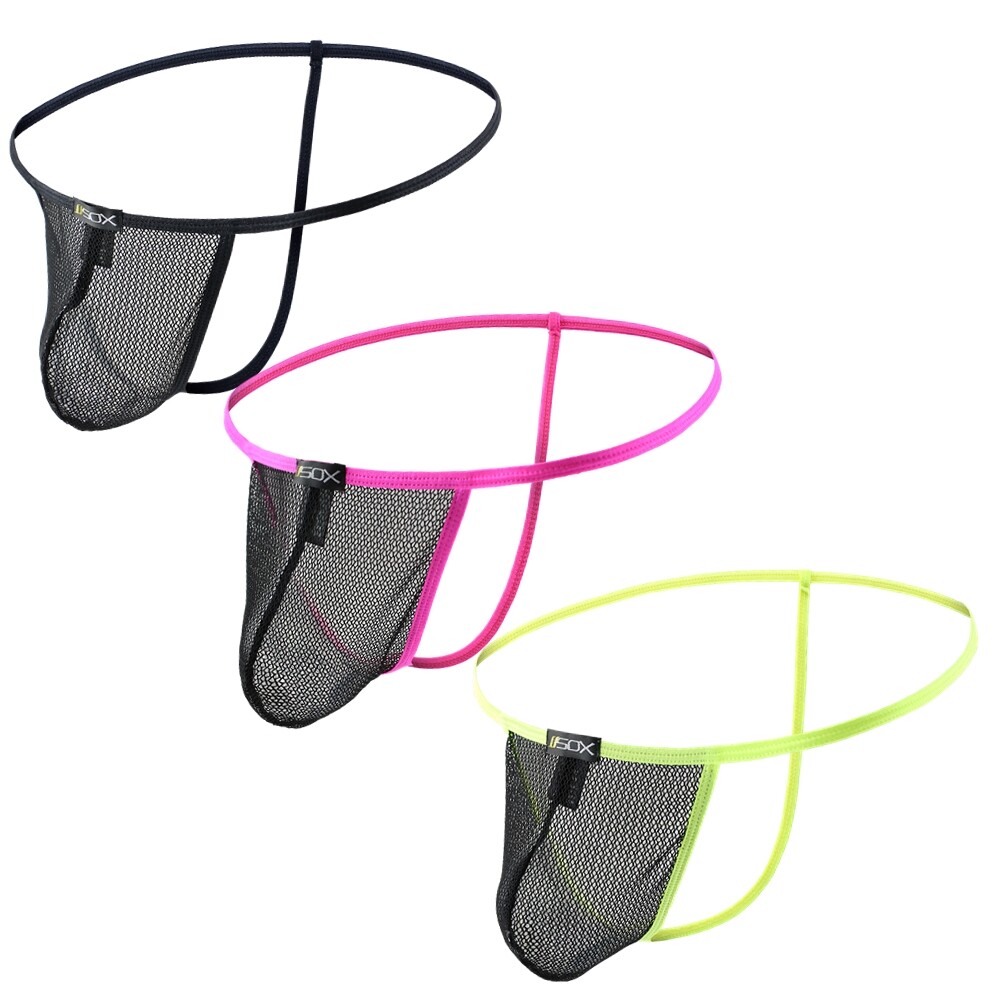 3/6Pack Mens Micro Thong Sheer Pouch Underwear Bikini T-Back G-string ...