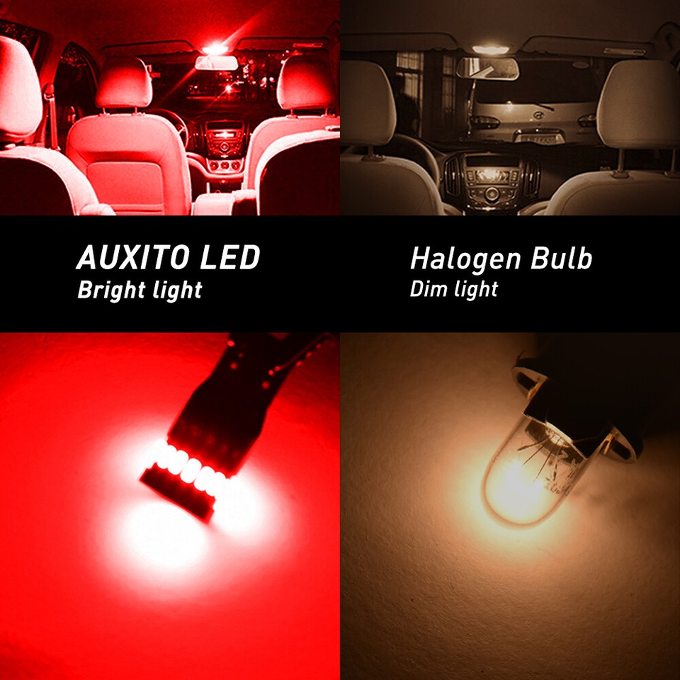 Red 10x T10 24-LED Car Interior Parker Light Bulb Wedge Globe 24SMD ...