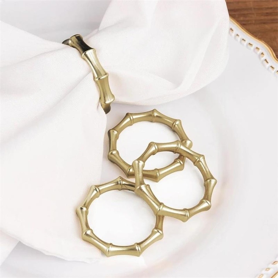 Table Setting Accessory Gold Napkin Rings Table Decor Wood Knot Pattern ...
