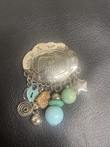 Vintage Southwest Native American Concha Silver Tone Broach Pin ...