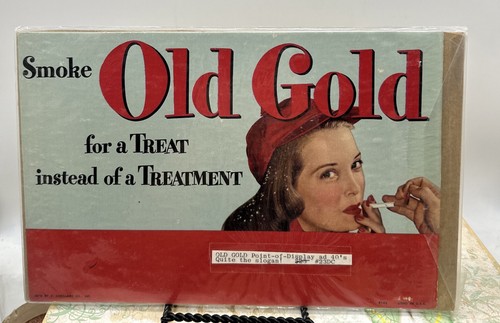 1940s Old Gold Cigarettes Treat Instead Of Treatment Litho Cardboard ...