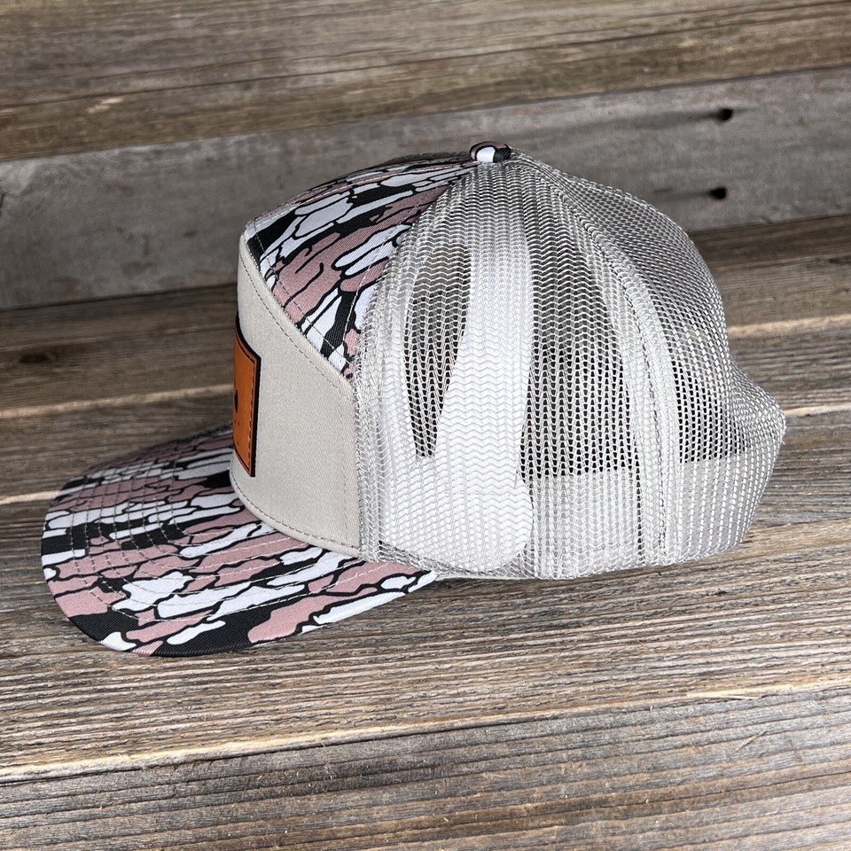 BLACKBEARD FLAG BARK CAMO LEATHER PATCH TRUCKER HAT | eBay