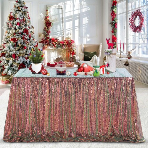 Sequin Tablecloth 50x80 Inch Glitter Black Gold Table Cloth for Party ...