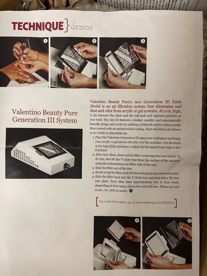 Valentino Beauty Pure GEN 3 III Nail Dust Collector with ONE pack ...