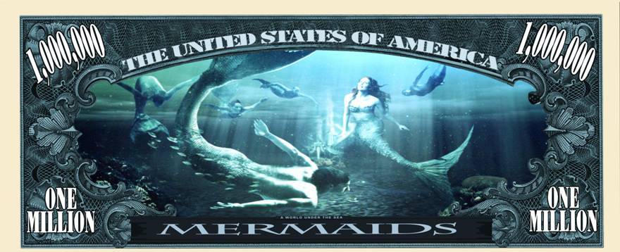Mermaid Million Dollar Bill Play Funny Money Novelty Note + FREE SLEEVE ...