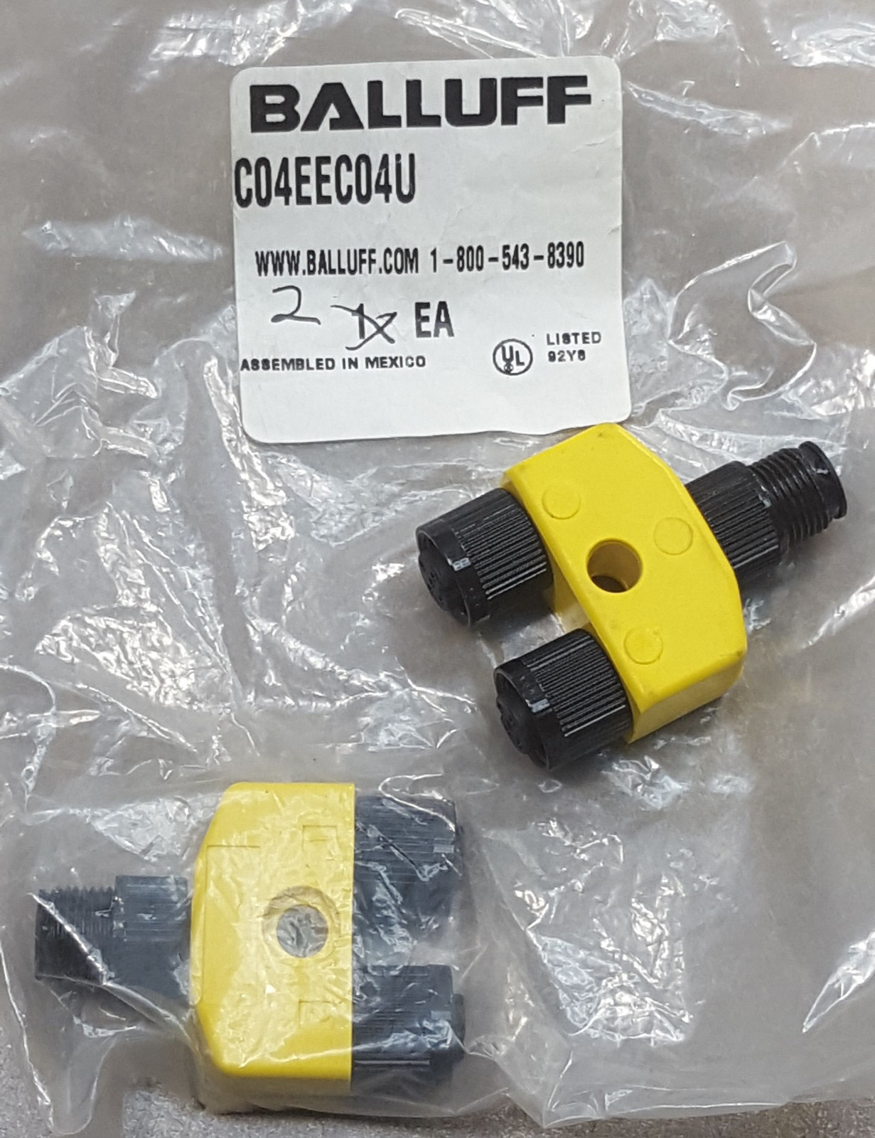 Lot of 2 BALLUFF C04eec04u Molded Splitter Connector 4P M to Two 4P F ...