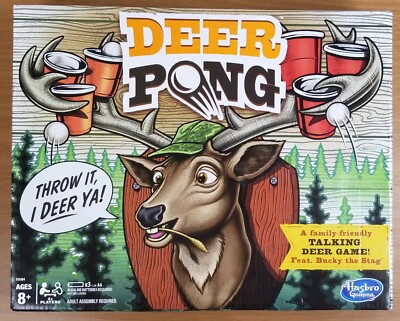 NEW Deer Pong Game, Features Talking Deer Head and Music, 6 Party Cups ...