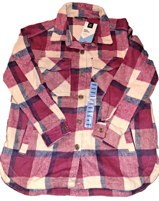 Members Mark Women's Relaxed Fit Button Front Plaid Shacket Large New ...
