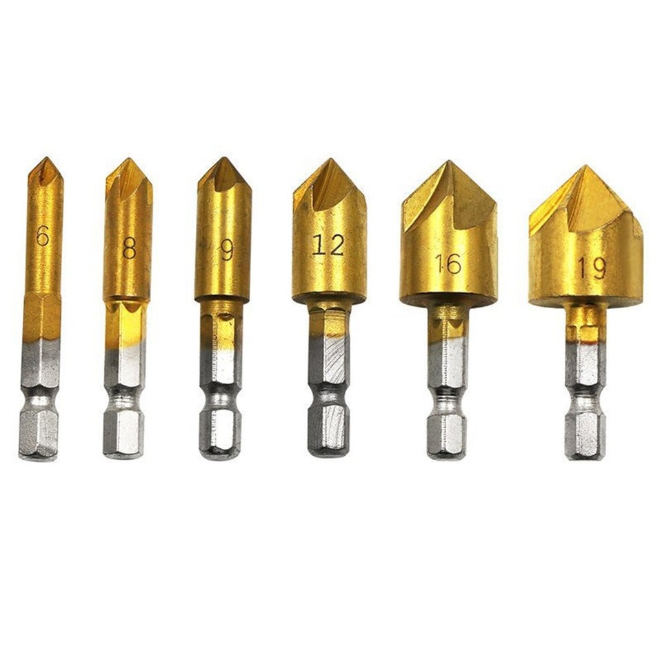 New Countersink Tool Bit Set 1/4'' Hex Shank Counter Sink For Steel ...