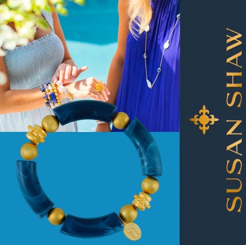 Susan Shaw Jewelry Navy Charleston Bracelet 24k TPG | eBay