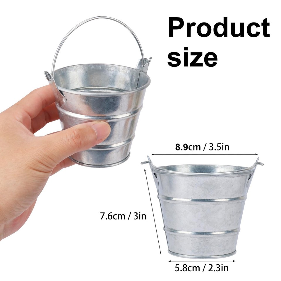 25 Pack 3 Inch Small Galvanized Metal Buckets with Handles, Mini Tin ...