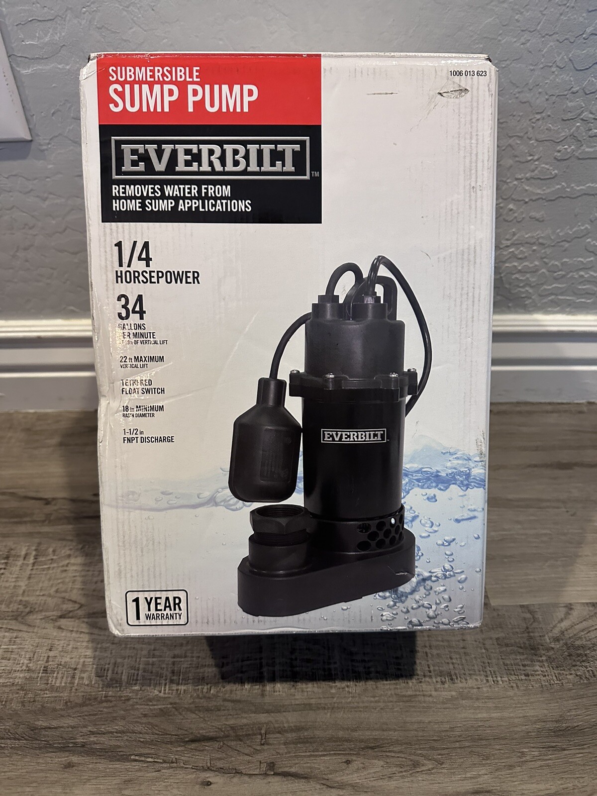 Everbilt HDSP25W 1/4 HP Submersible Alum Sump Pump 34 GPM w/ Tethered Switch | eBay