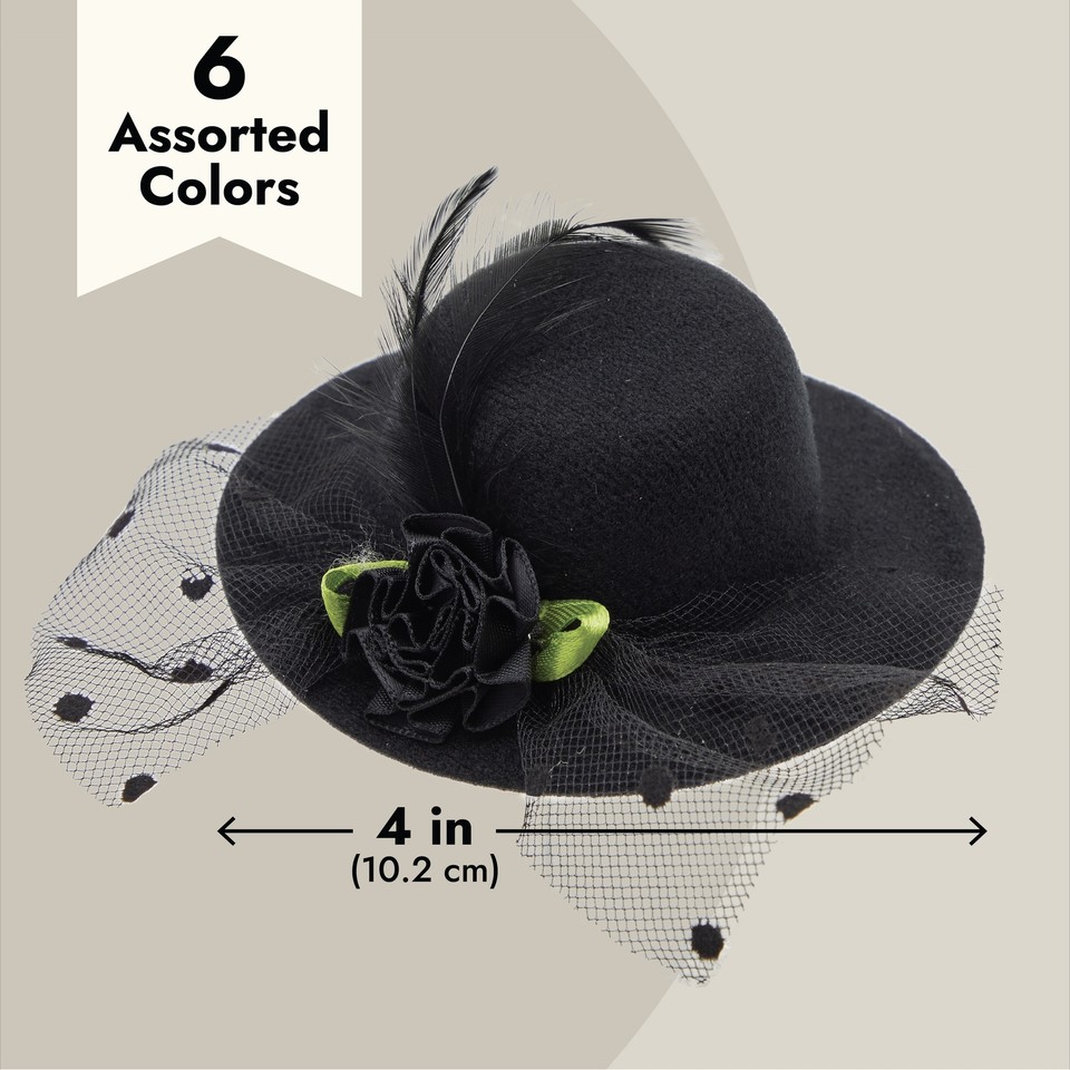 6 Pack Mini Tea Party Hats for Women, Fancy Hair Fascinators, 6 Colors ...