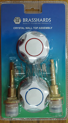 Shower / Bath / Kitchen Tap Spindle Set With White Tap Handles & Chrome ...