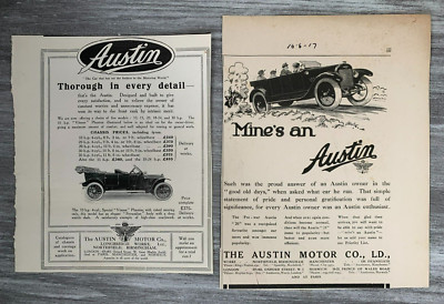1913/17 AUSTIN MOTOR CO. 6x8" Print Ad VG+ 4.5 Thorough in every Detail ...