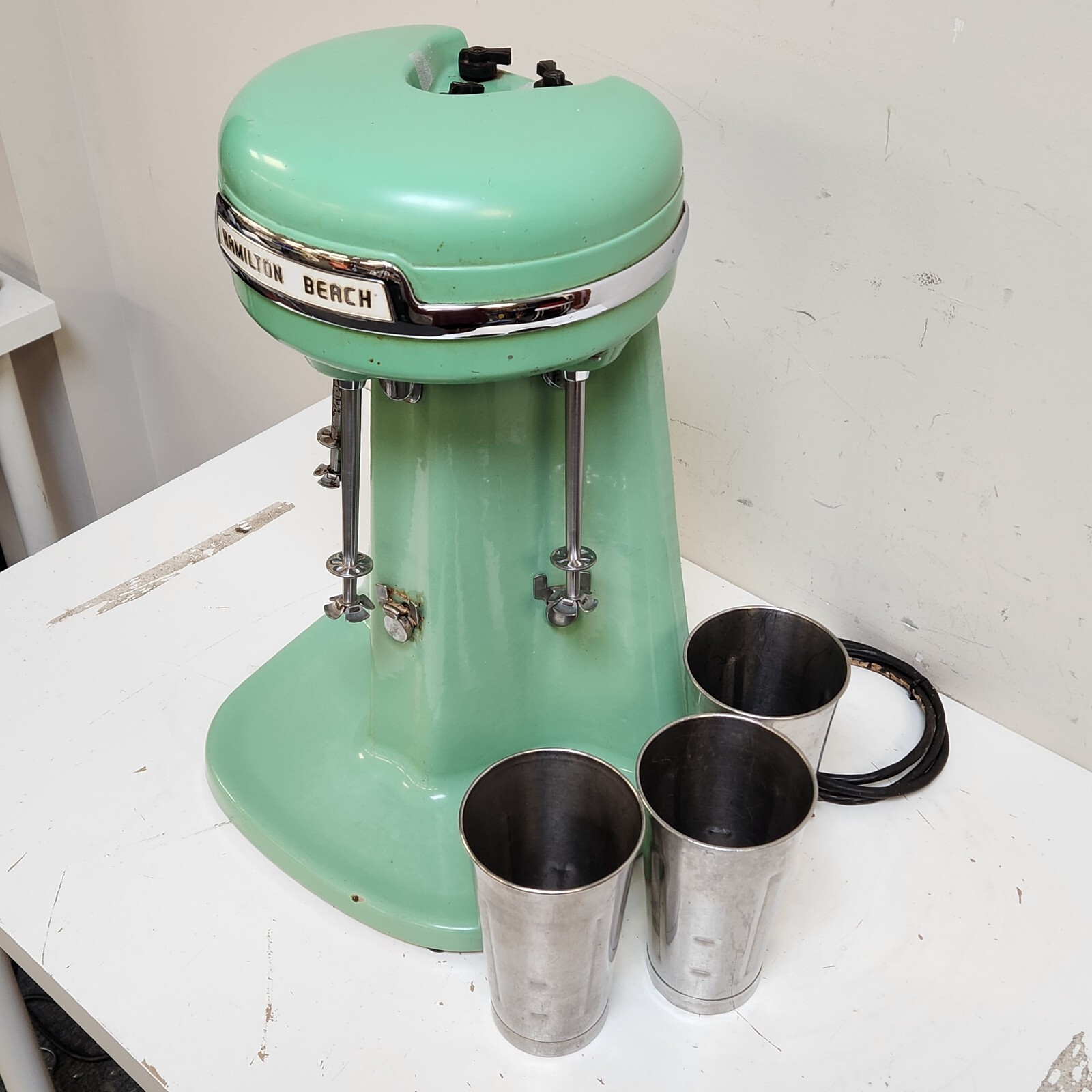 Vintage Hamilton Beach Jadeite Triple 3 Head Milkshake Malt Maker ...