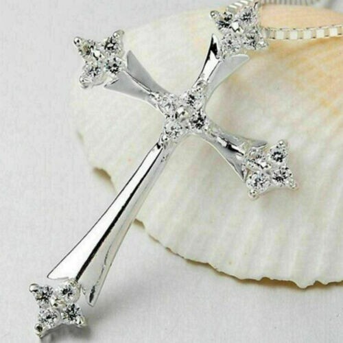 2Ct Lab Created-Cut VVS1 Diamond Cross Pendant 14K White Gold Plated | eBay