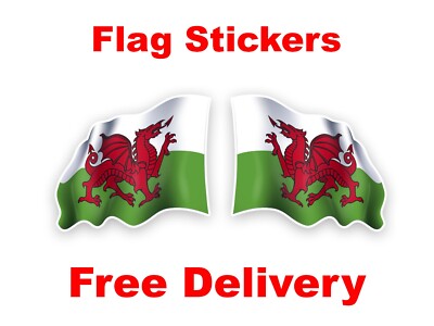2 x Wales / Welsh Flag Stickers - perfect for Car, Van, Lorry, Laptop ...