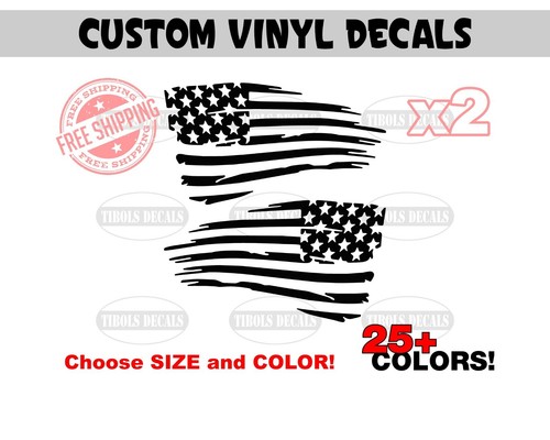 USA Distressed Flag Decal Ripped Torn US American Flag Sticker, One set ...