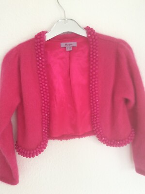 Monsoon. Cerise Pink, Beaded, soft Angora Bolero / Shrug, Open Cardigan ...