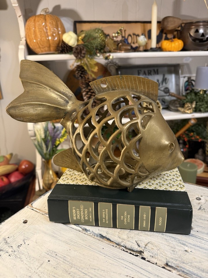 BRASS KOI Fish Rosenthal-Netter MCM Lantern Vintage Whimsical Statement ...