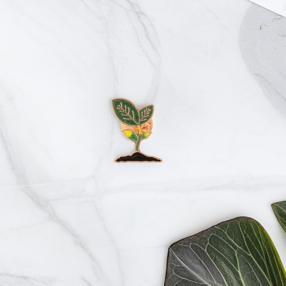 2 Pcs Green Plant Label Pins Cardigan Collar Clip Cartoon Badge Brooch ...