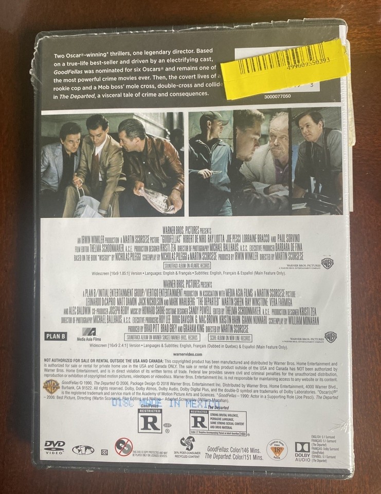 Goodfellas / The Departed (DVD, 2018, 2-Disc Set) NEW 883929628193| eBay