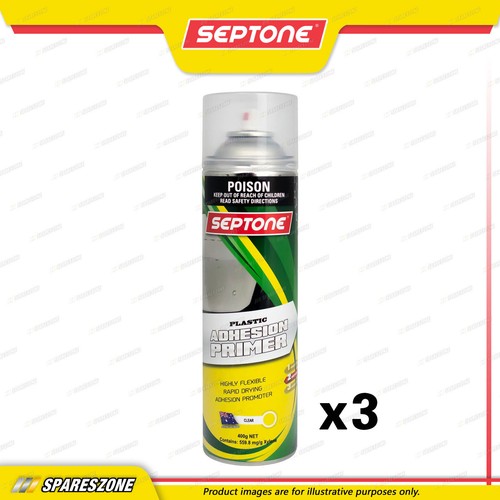3 x Septone Plastic Adhesion Primer Spray Paint Aerosol Clear 400 Gram ...