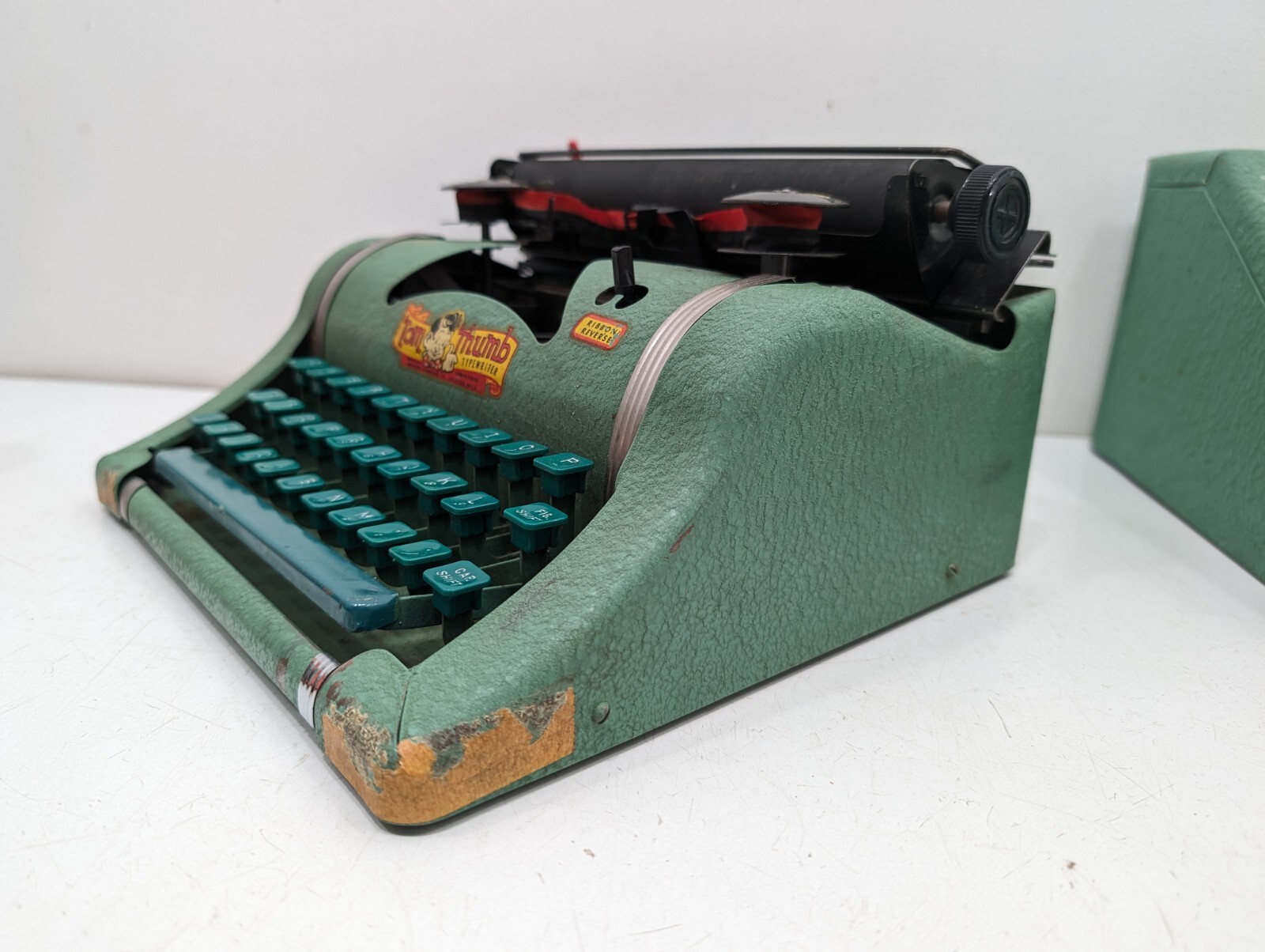 Antique 50s Green Tom Thumb Child’s Typewriter with Metal Carrying Case ...