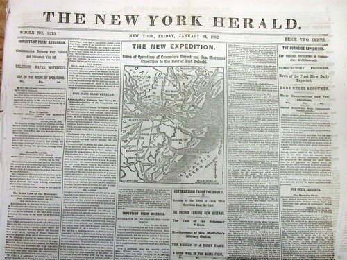 1862 Civil War newspaper w front page detailed MAP o SAVANNAH Georgia ...