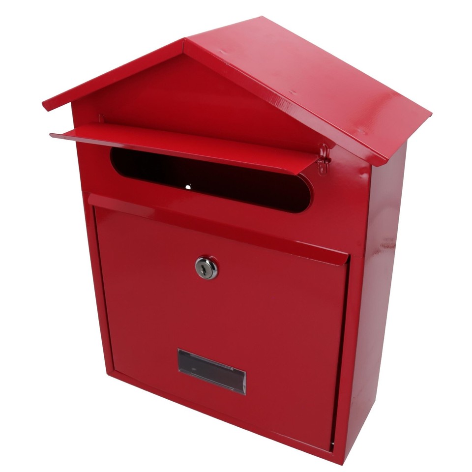 Letter Post Mail Box Metal Red Wall Door Gate Fence Garden House ...