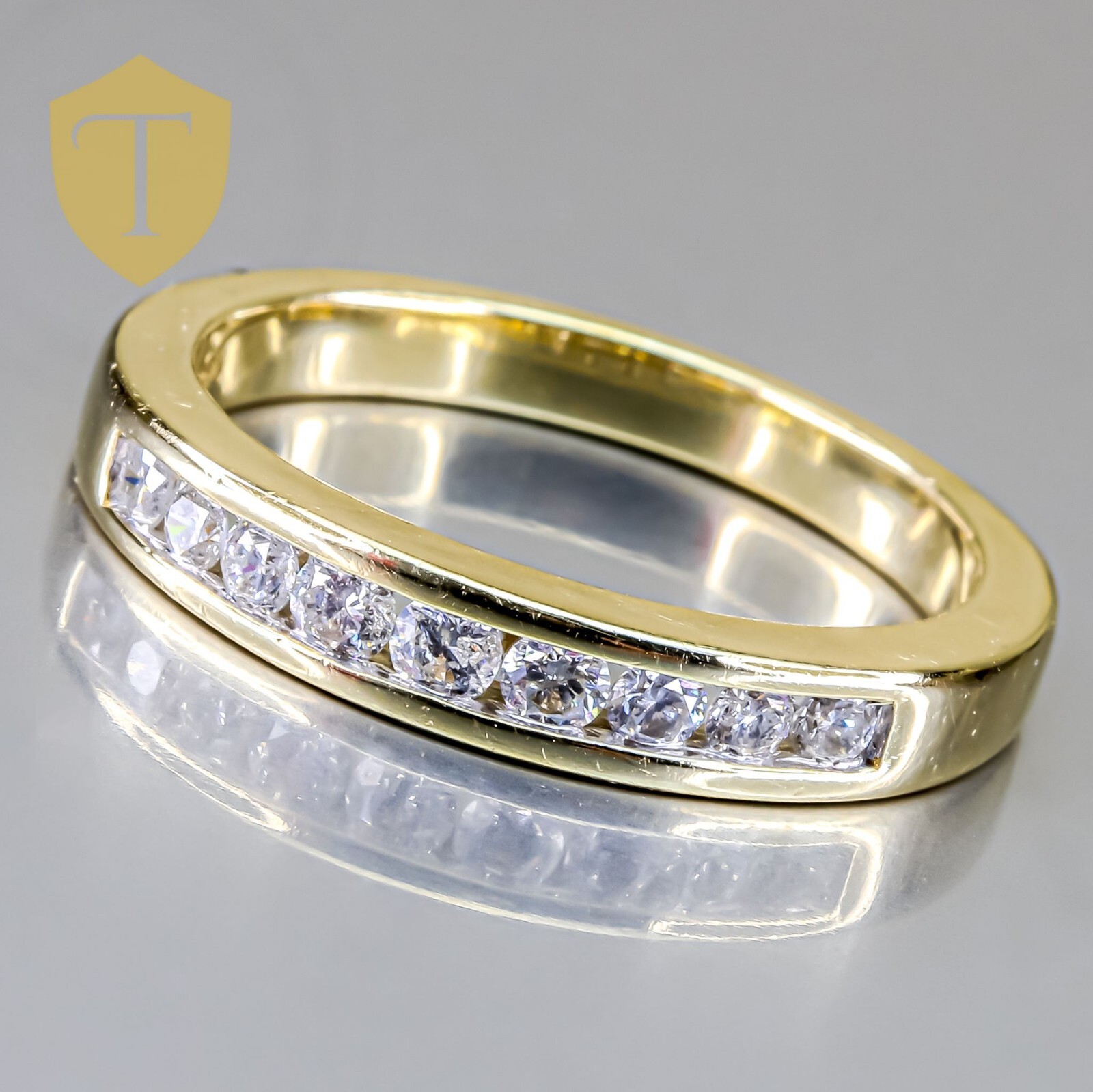 14K Yellow Gold Diamond Modern Ladies Wedding Ring / … - Gem