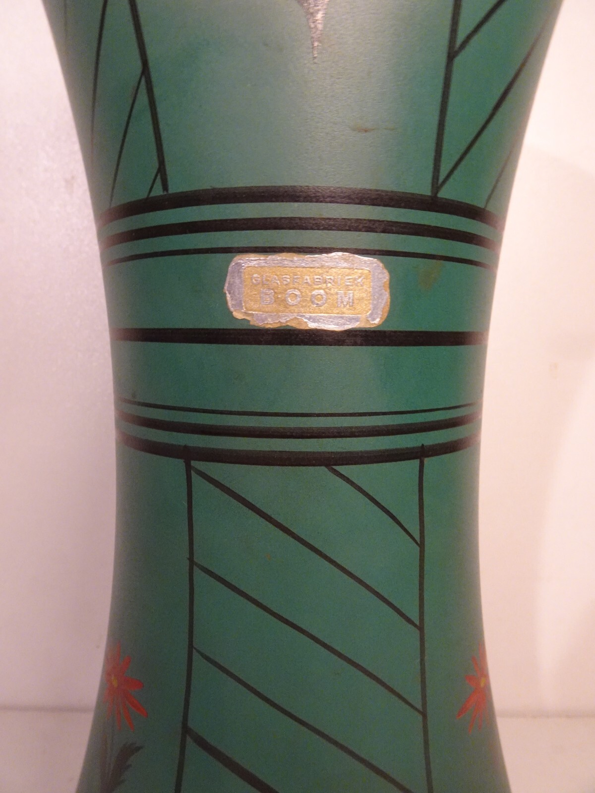 VERY RARE LARGE HAND PAINTED ART GLASS VASE BOOM RUPPEL ANTWERP BELGIUM ...