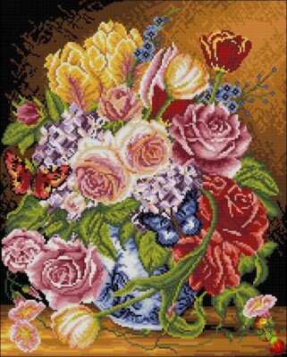 Kit Bead Embroidery Bouquet of Roses DIY Craft stamped Needlepoint ...