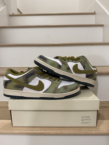 Nike SB Dunk Low Pro QS AASB9939 Green White Olive Animal Print Sneaker ...