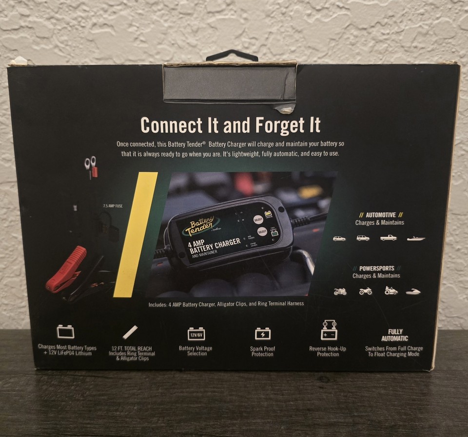 Battery Tender 4 Amp 12V 6V Battery Charger Maintainer 022-0209-BT-WH ...