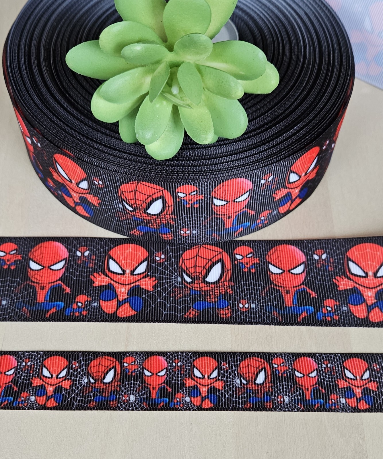 7/8 & 1.5" (1 YD) Spidey Grosgrain Ribbon Spider-Man Spiderweb ...
