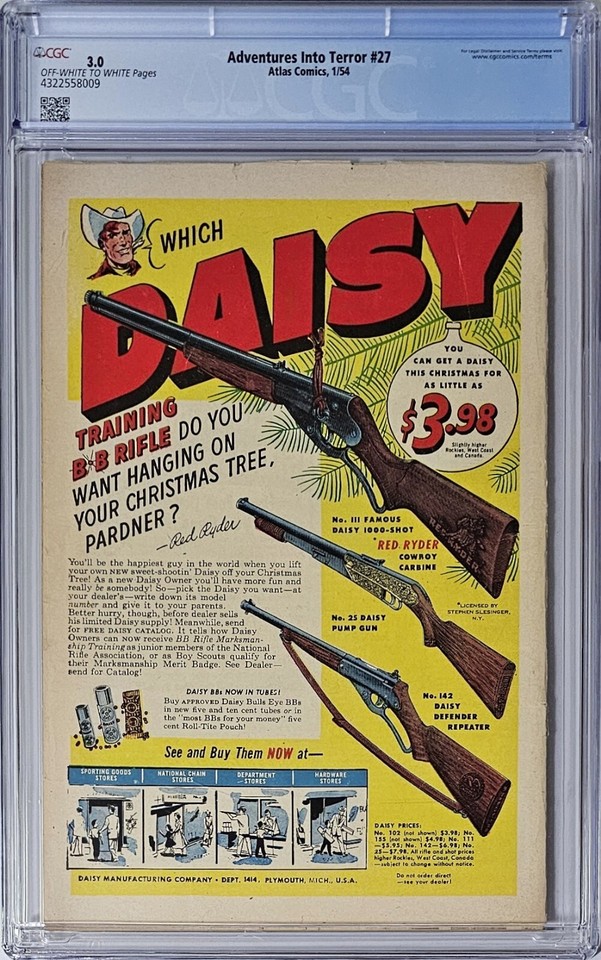 Adventures Into Terror #27 CGC 3.0 Atlas Comics 1954 Golden Age Pre ...