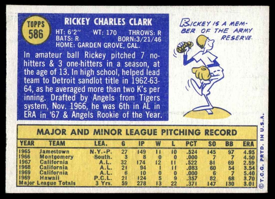 1970 Topps RICKEY CLARK #586 NICE, no creases FREE Ship! | eBay