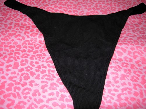 Victoria's Secret PINK Sexy Thong String High Leg Logo Thong Black M ...
