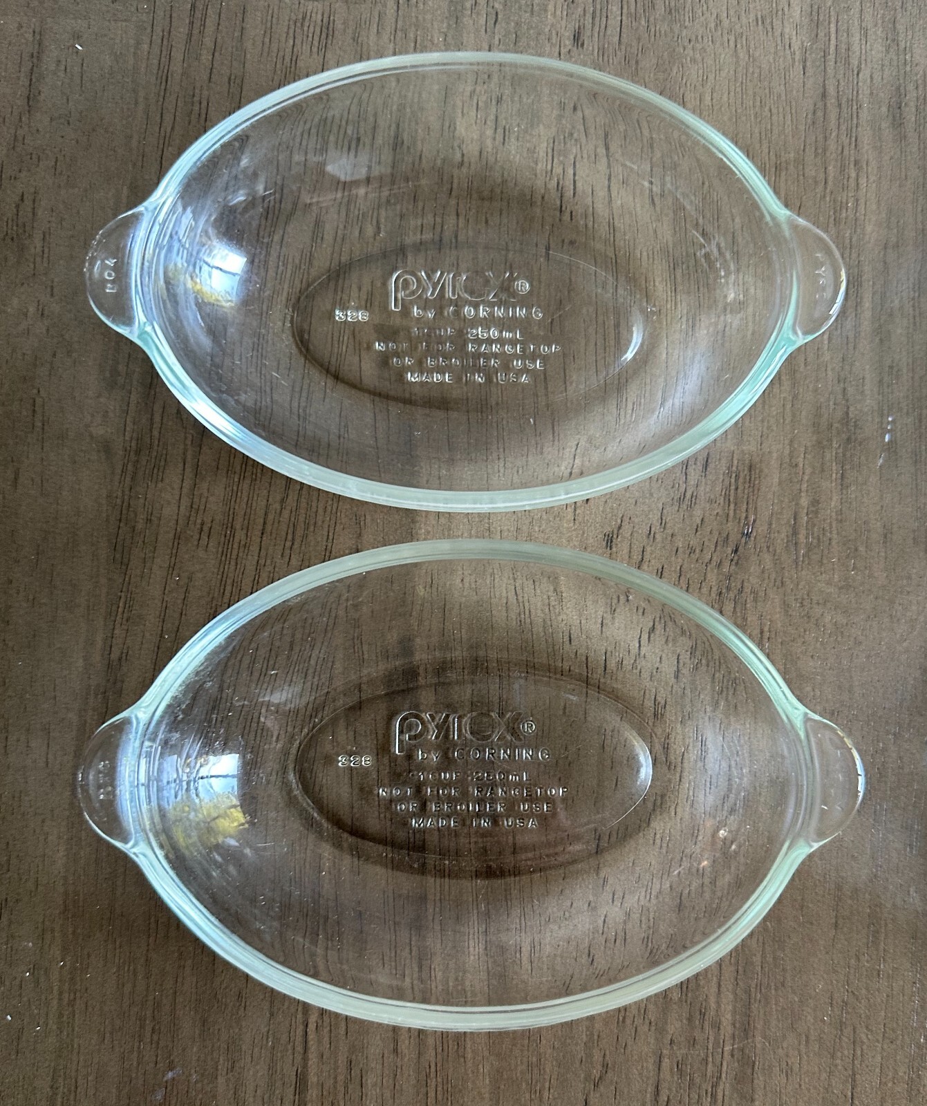 Pyrex #328 Clear Glass Individual Oval Baking Dishes 1 Cup - Lot of 4 ...