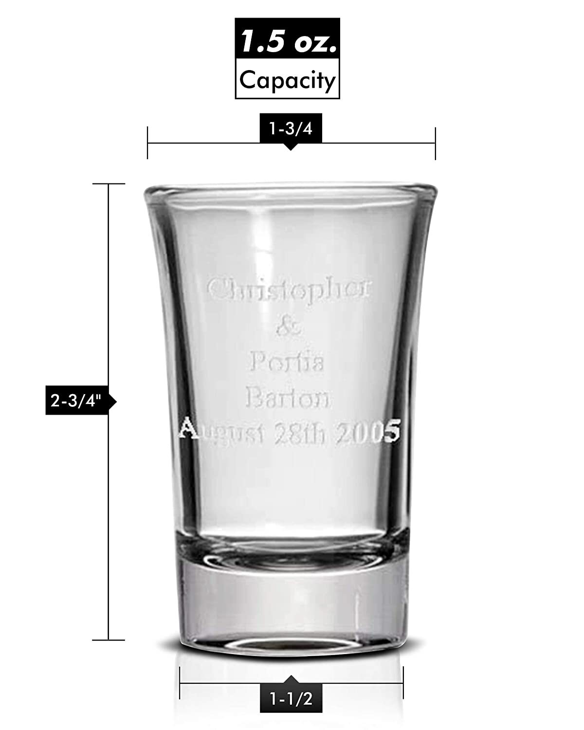 Personalized 2-Sided Engraving Shot Glasses - 1.5 oz. - Set of 6 ...