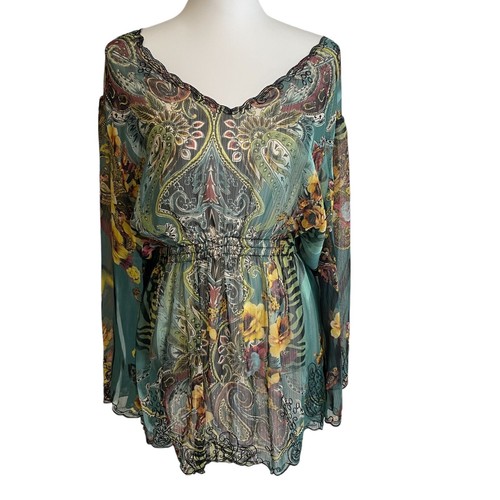 Vintage Mushka Sienna Rose Inc Sheer Bohemian Tunic Top Gypsy Hippie ...