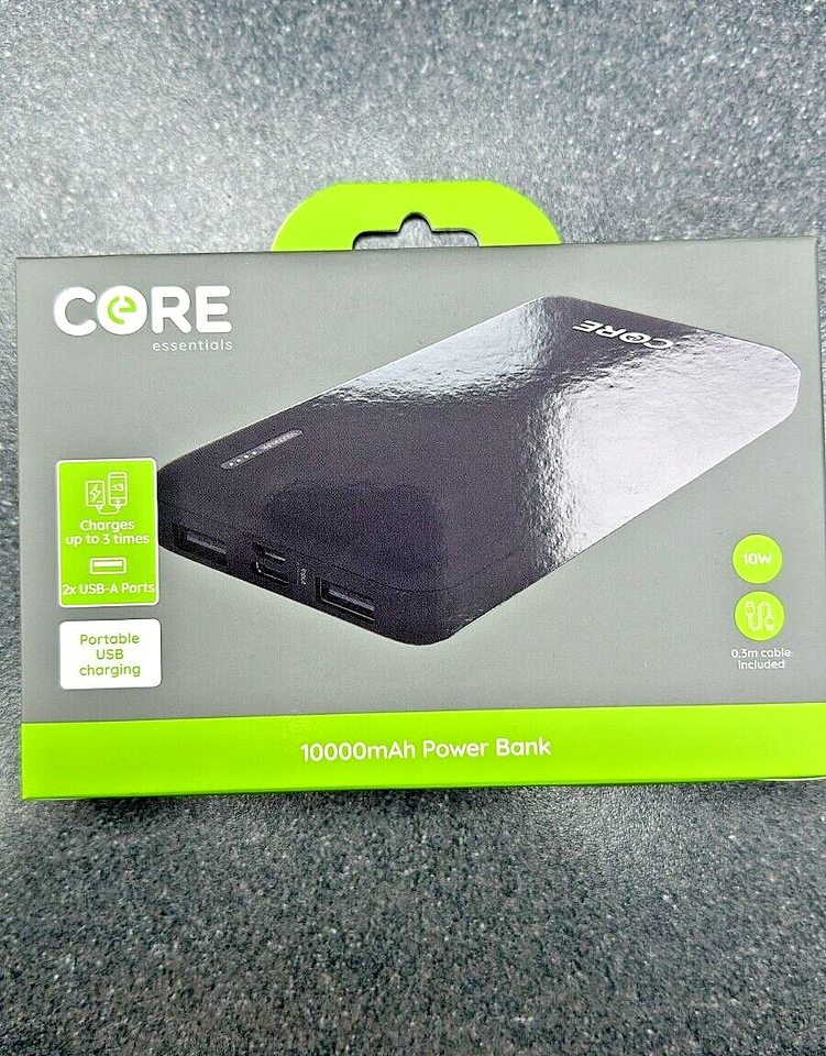 Power Bank 10,000 mAh portable 10W 2X Fast Charging Dual USB Port Black ...