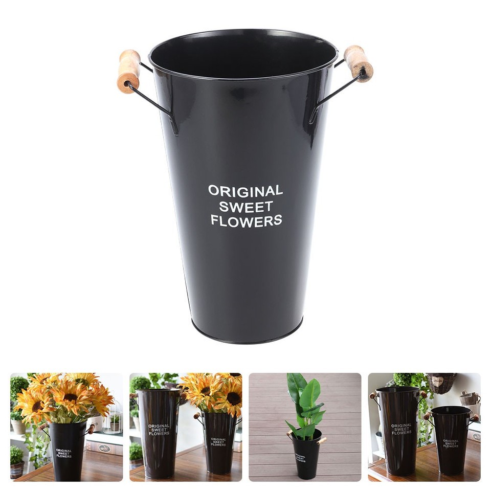 Rustic Bucket Flower Pots Vintage Metal Vase Arranging Fixture Tin ...