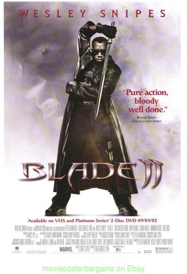 BLADE II MOVIE POSTER 27x40 WESLEY SNIPES HORROR VAMPIRE Video One ...