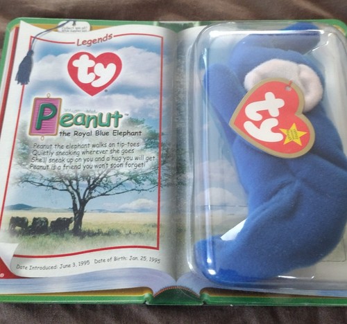 TY PEANUT The Royal Blue Elephant 1995 McDonalds Beanie Baby RARE ...