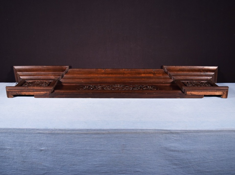 58" Wide Large Antique French Solid Oak Wood Panel/Crest Pediment w ...