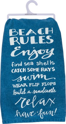 NEW!~"Beach Rules-Enjoy-Find Sea Shells-Relax.."~28"~TEA TOWEL~Dish ...